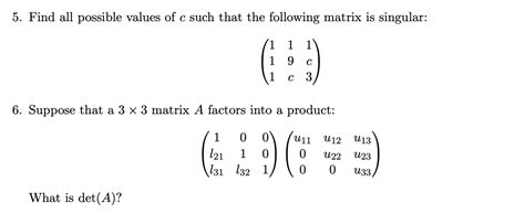 solved 5 find all possible values of c such that the