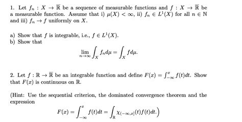 solved 1 let fn x r be a sequence of measurable