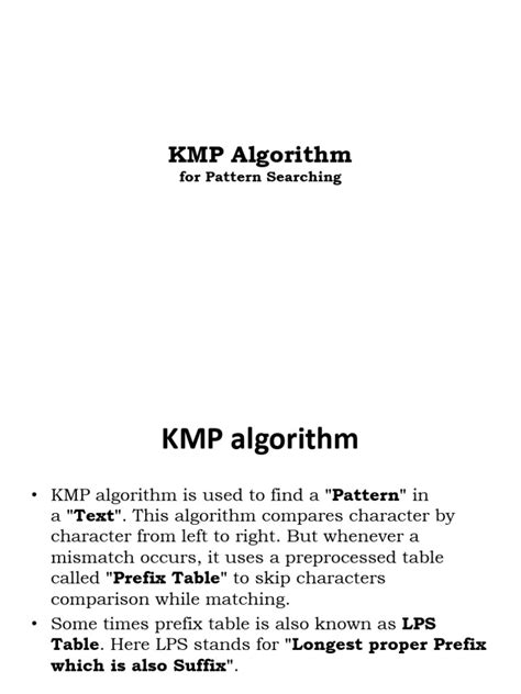 kmp algorithm for pattern searching pdf