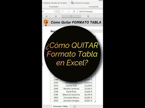 Cómo QUITAR Formato de Tabla en Excel SIN BORRAR contenido shorts
