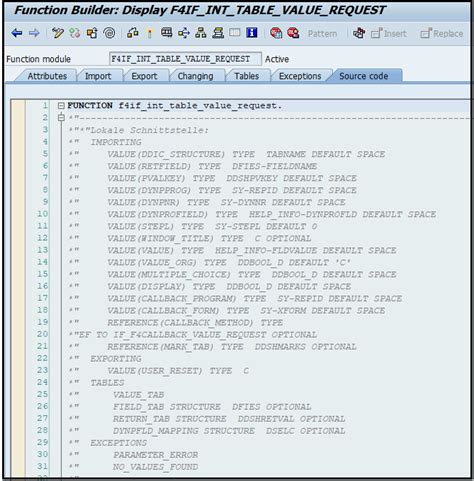F4IF INT TABLE VALUE REQUEST Search Help Ddshretval F4 Help Code