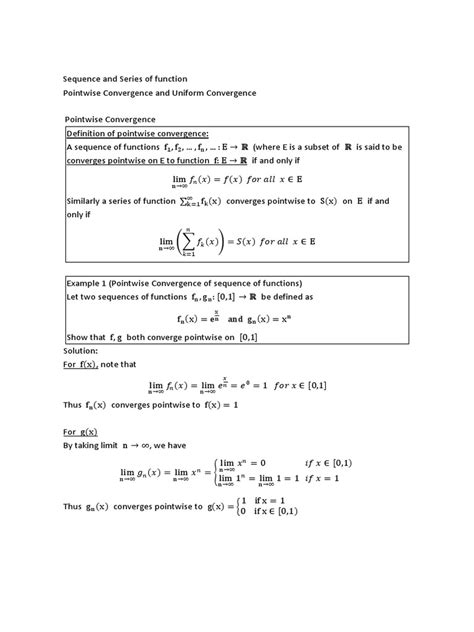 pointwise and uniform convergence i pdf sequence power series