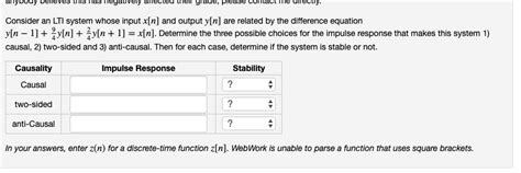 solved consider an lti system whose input x[n] and output y[n] are related by the difference