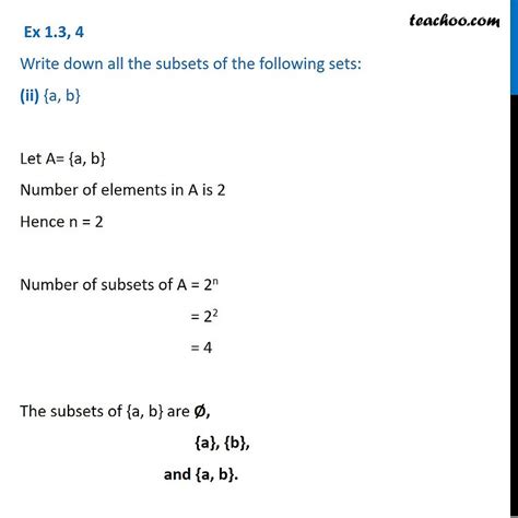 ex 1 3 4 write down all the subsets of i {a} {a b}