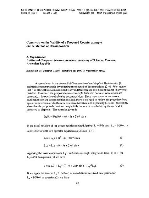 pdf comments on the validity of a proposed counterexample on the method of decomposition