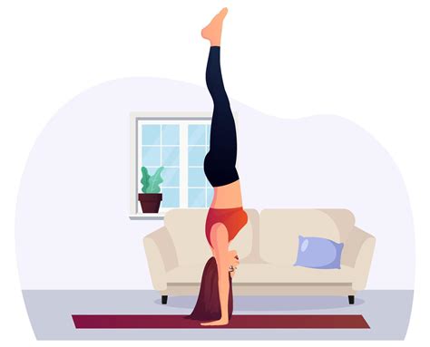 Woman In HandStand Position For Fitness And Exercise Vector