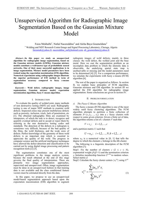pdf unsupervised algorithm for radiographic image segmentation based on the gaussian mixture model