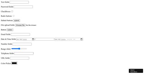 HTML Input Elements Codesandbox