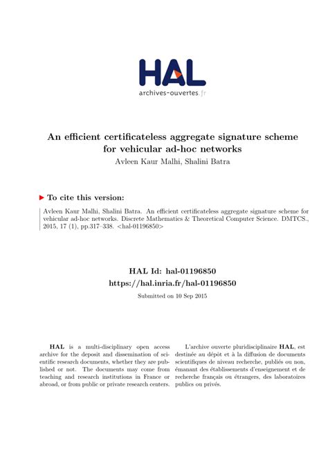 pdf an efficient certificateless aggregate signature scheme for vehicular ad hoc networks