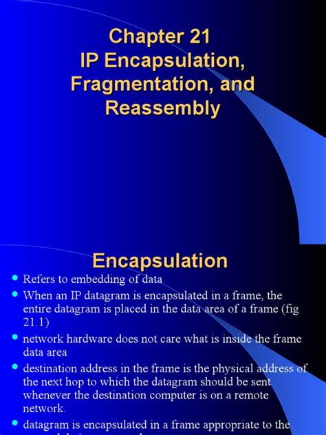 encapsulation fragmentation and reassembly pdf internet protocols telecommunications standards