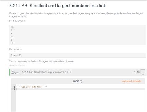 solved 5 21 lab smallest and largest numbers in a list