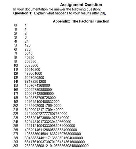 solved preliminary information the factorial function is