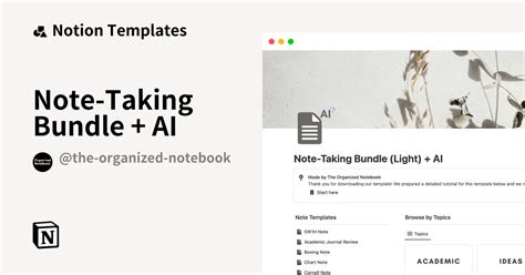 Note Taking Bundle Ai Light Version Template By The Organized