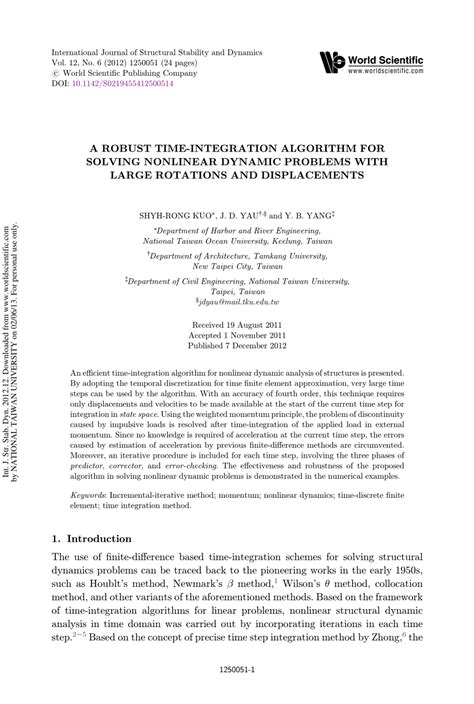 pdf a robust time integration algorithm for solving nonlinear dynamic problems with large