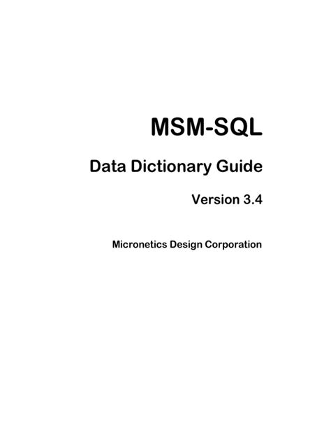 msm sql data dictionary guide v3 4 micronetics 1997 download free pdf database index