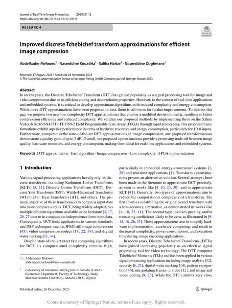 improved discrete tchebichef transform approximations for efficient image compression request pdf
