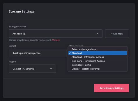 Amazon S3 Backup Storage Classes SpinupWP