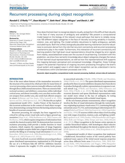 pdf recurrent processing during object recognition dokumen tips