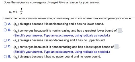 solved does the sequence converge or diverge give a reason