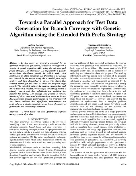 pdf towards a parallel approach for test data generation for branch coverage with genetic