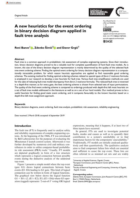 pdf a new heuristics for the event ordering in binary decision diagram applied in fault tree