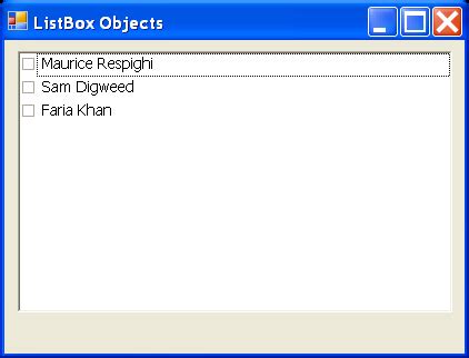ListBox Objects ListBox GUI Windows Form C C Sharp