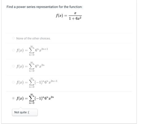 solved find a power series representation for the function