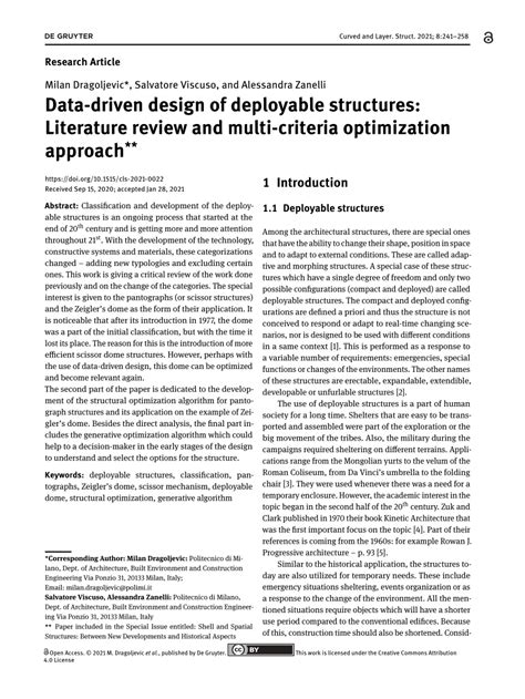 pdf data driven design of deployable structures literature review and multi criteria