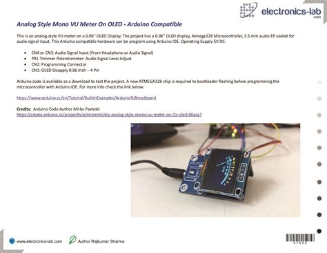 Analog Style Vu Meter On Oled Display Arduino Compati