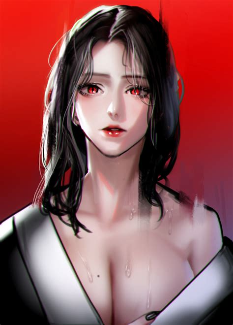 Rule 34 Black Hair Bodily Fluids Canon Genderswap Cleavage Demon Slayer Demoness Female Female