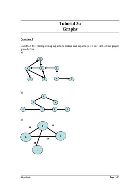 tutorial 6 pdf vertex graph theory graph theory