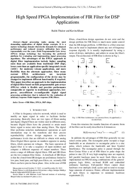 pdf high speed fpga implementation of fir filter for dsp applications dr kavita khare