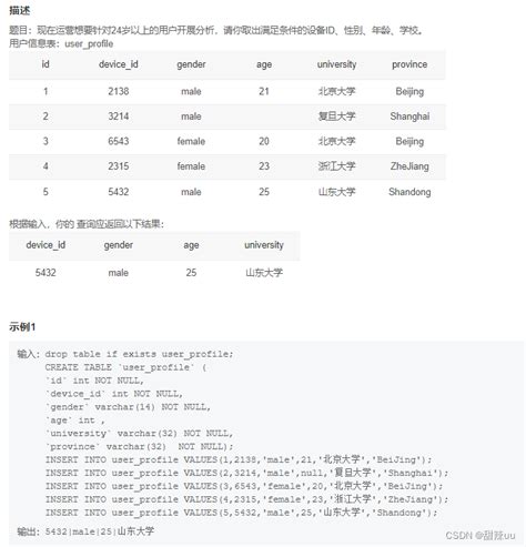 手把手带你学sql—牛客网sql 查找年龄大于24岁的用户信息 sql查找年龄大于等于40的用户名 csdn博客