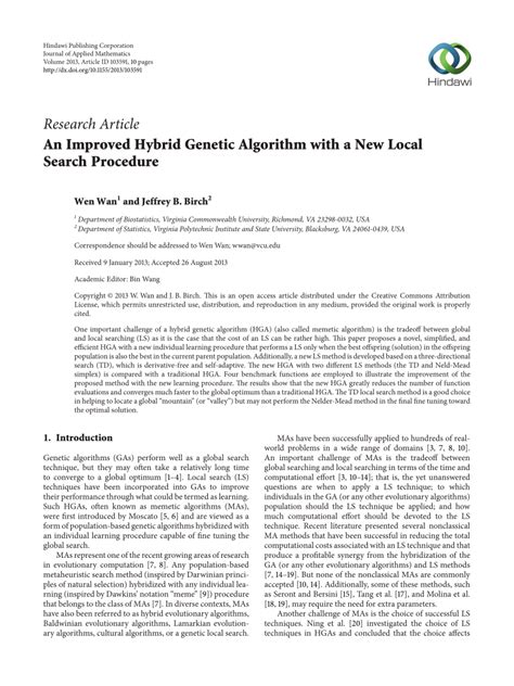 pdf an improved hybrid genetic algorithm with a new local search procedure