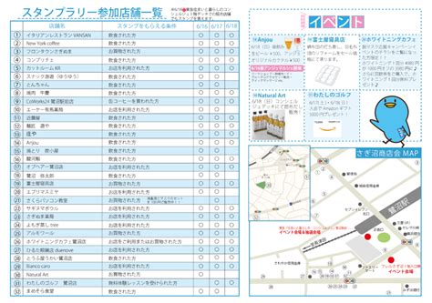 16日スタートさぎ沼商店会スタンプラリー参加方法スタンプがもらえるお店マップはこちら まちかどシェア