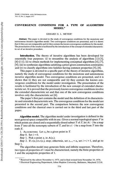 pdf convergence conditions for a type of algorithm model