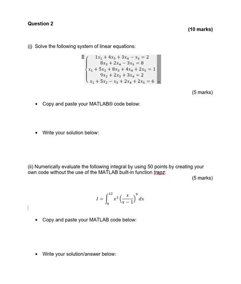 solved question 2 10 marks i solve the following system