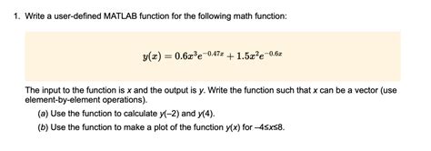 solved 1 write a user defined matlab function for the