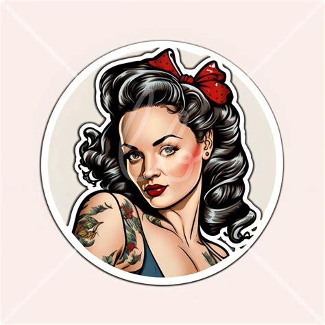 7 Tattooed Pin Up Girl Stickers Etsy