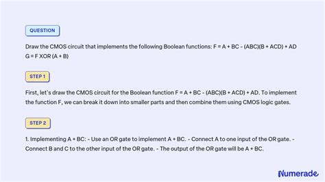 SOLVED Draw The CMOS Circuit That Implements The Following Boolean
