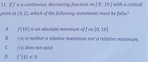 solved 11 if f is a continuous decreasing function on