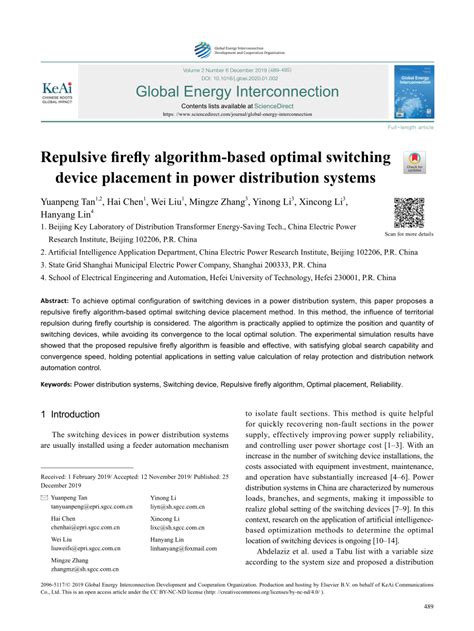 pdf repulsive firefly algorithm based optimal switching device placement in power distribution