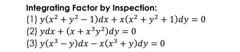 [solved] solve the equations using integrating factor by inspection course hero