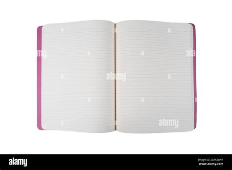Open Notebook Empty Pages Top View Lined Notepad Isolated On White