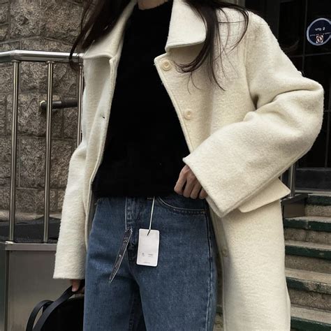 런던플랏 네이비당일 여성 반 코트 아이보리 알파카 겨울 코트 부클 하프 코트 드온도