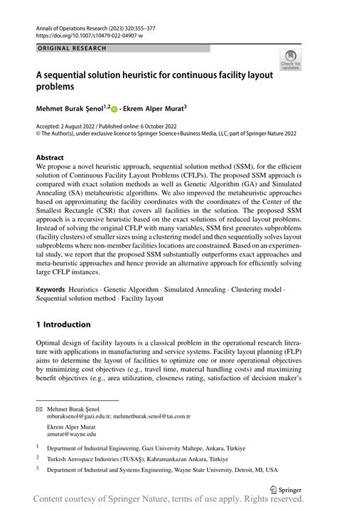a sequential solution heuristic for continuous facility layout problems request pdf