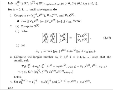 sqp algorithm for the computation of a critical point of p 1 with download scientific diagram