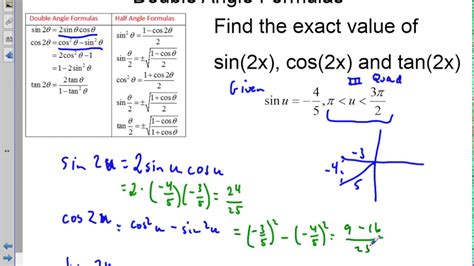 Double Angle Formula Finding Exact Values Video 1 YouTube