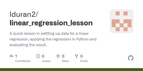 Github Lduran Linear Regression Lesson A Quick Lesson In Settting