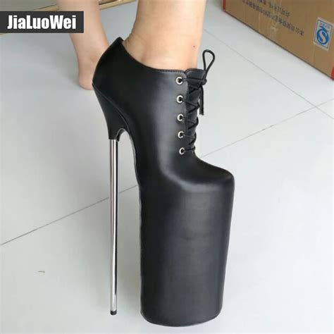 Women Boots Handmade Shoes 30cm Extreme High Spike Heels 15cm Platform Fetish Sexy Metal Heel